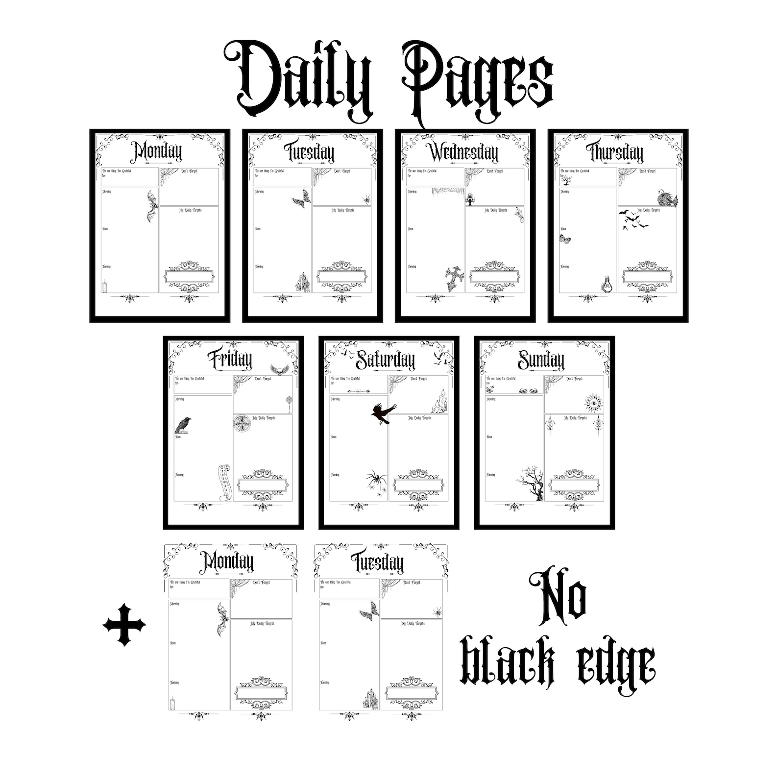 Witchy Goth Printable Daily Planner-pages 2025 2026 Planning A4 and US ...