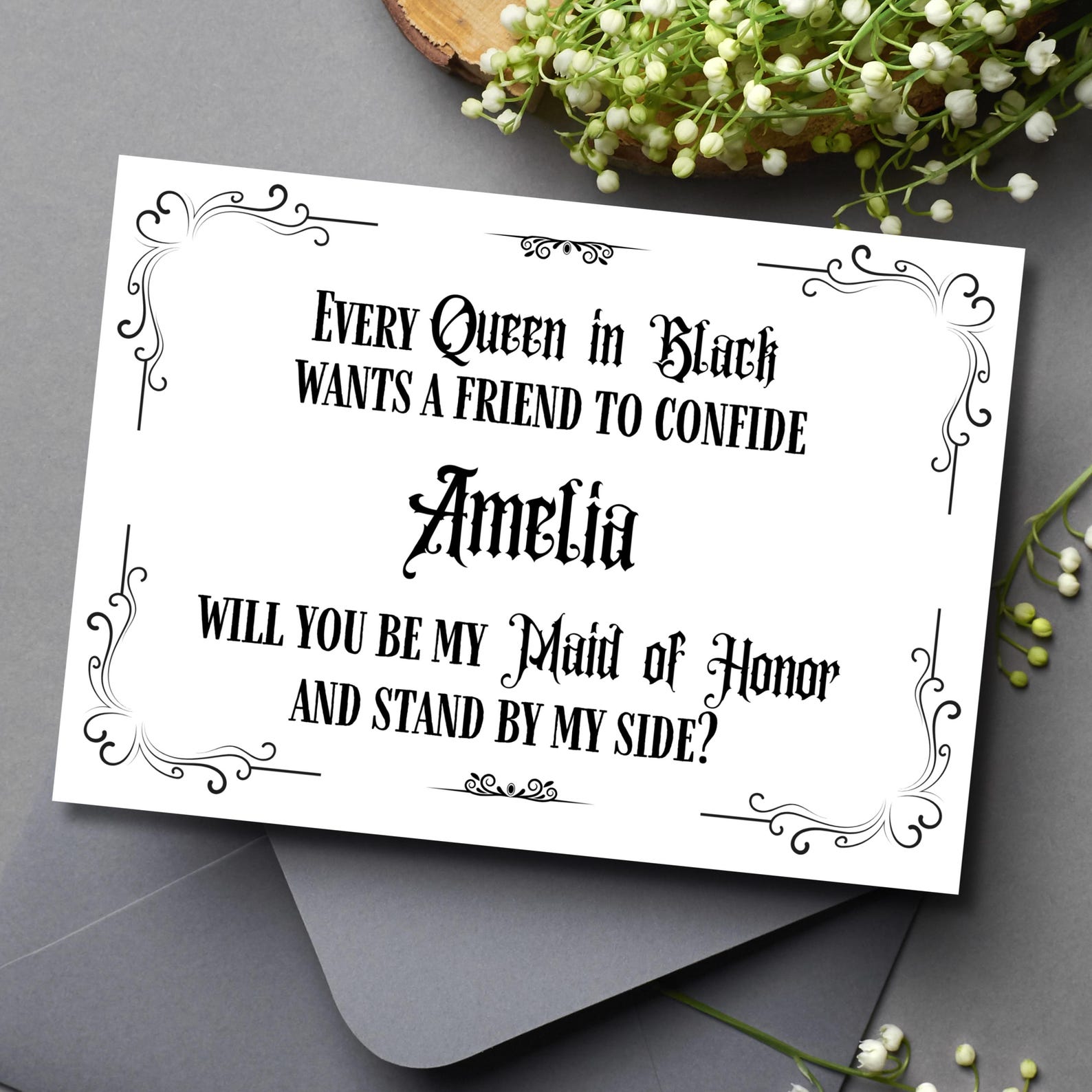 Gothic Bridesmaid Proposal Card Custom Printable Download for Witchy ...