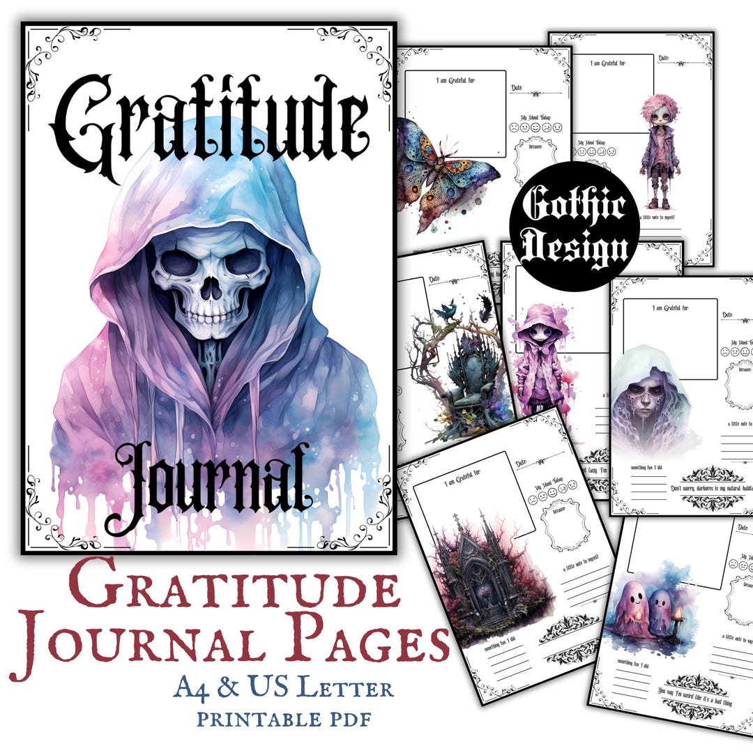 Gothic Gratitude Journal Pages Printable Download Gothic Daily Planner ...