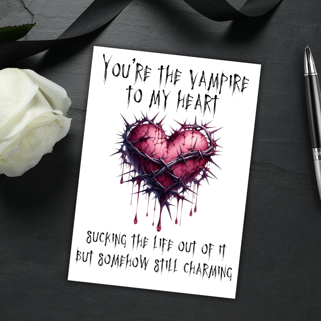 Gothic Love Card Printable Download Valentines Card Gothic Lovers Emo ...