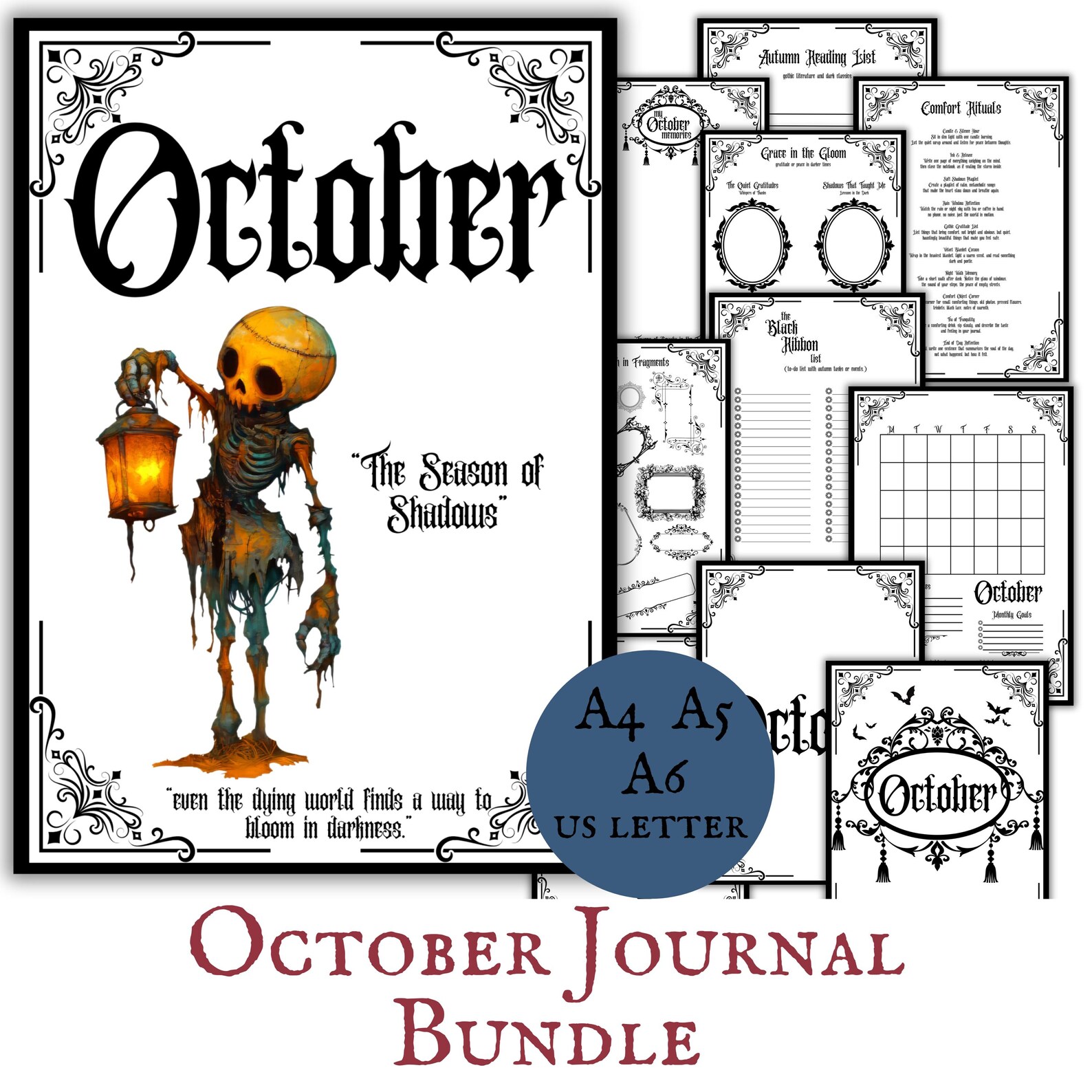 Gothic October Planner Journal Pages Printable Download Monthly Planner ...