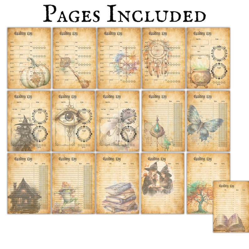 Witchy Reading Tracker Printable Reading Log Witchy Goth Book Tracking ...