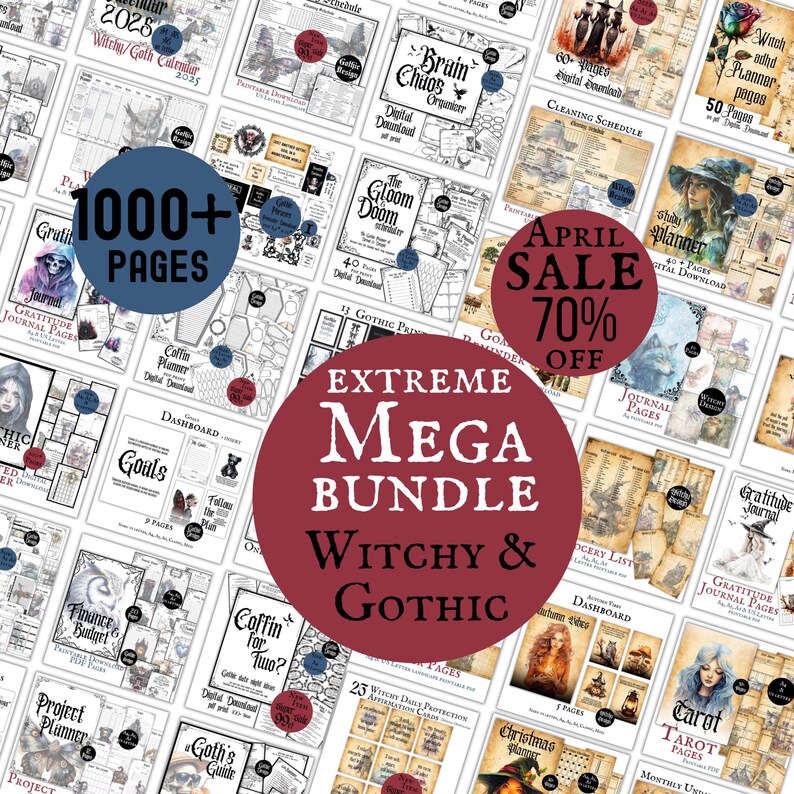 Witchy Gothic Extreme Mega Bundle Digital Download Gothic Planner Pages ...