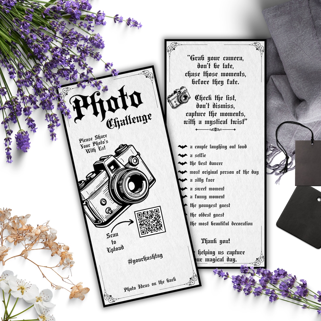 Photo Challenge Wedding Table Activity Gothic Design, Moody Wedding ...