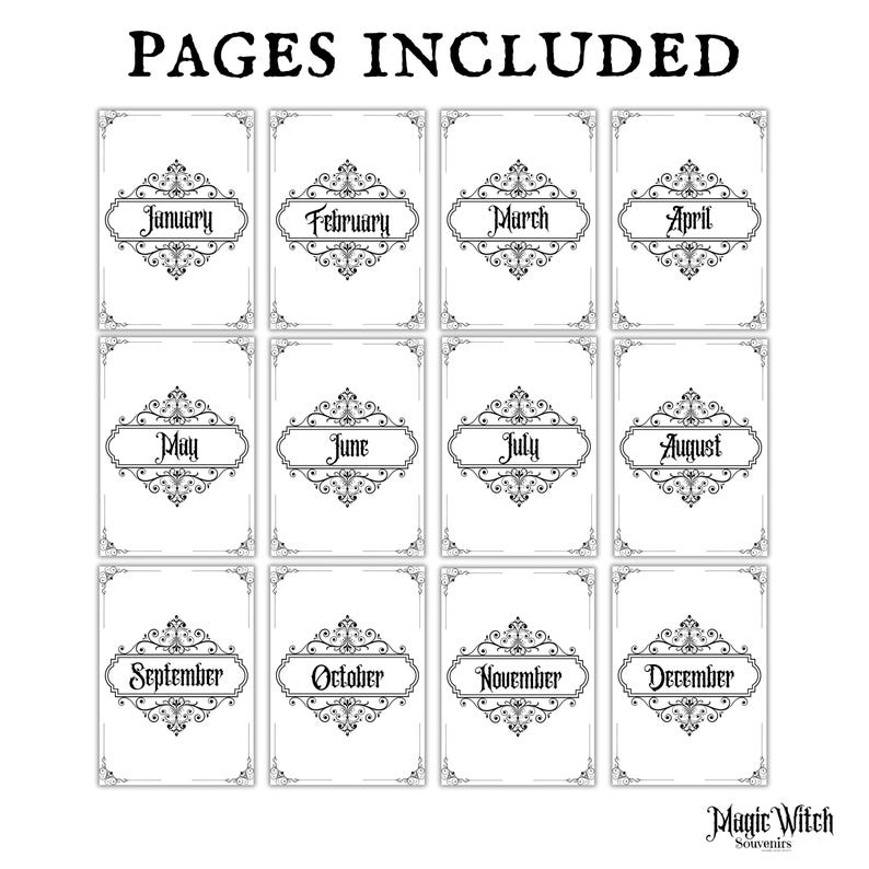 Gothic Monthly Title Pages Planner Bundle Printable Downloadable ...