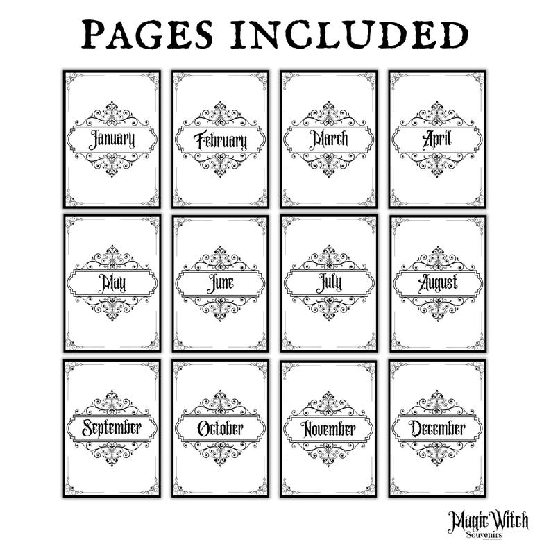 Gothic Monthly Title Pages Planner Bundle Printable Downloadable ...