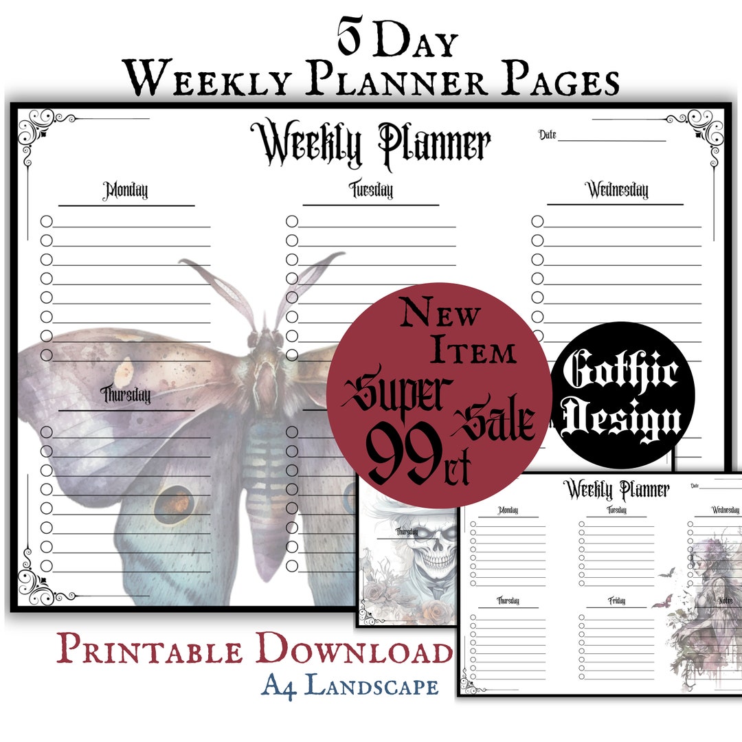 Gothic Weekly Planner Pages Pagan Design Printable PDF Download Planner ...