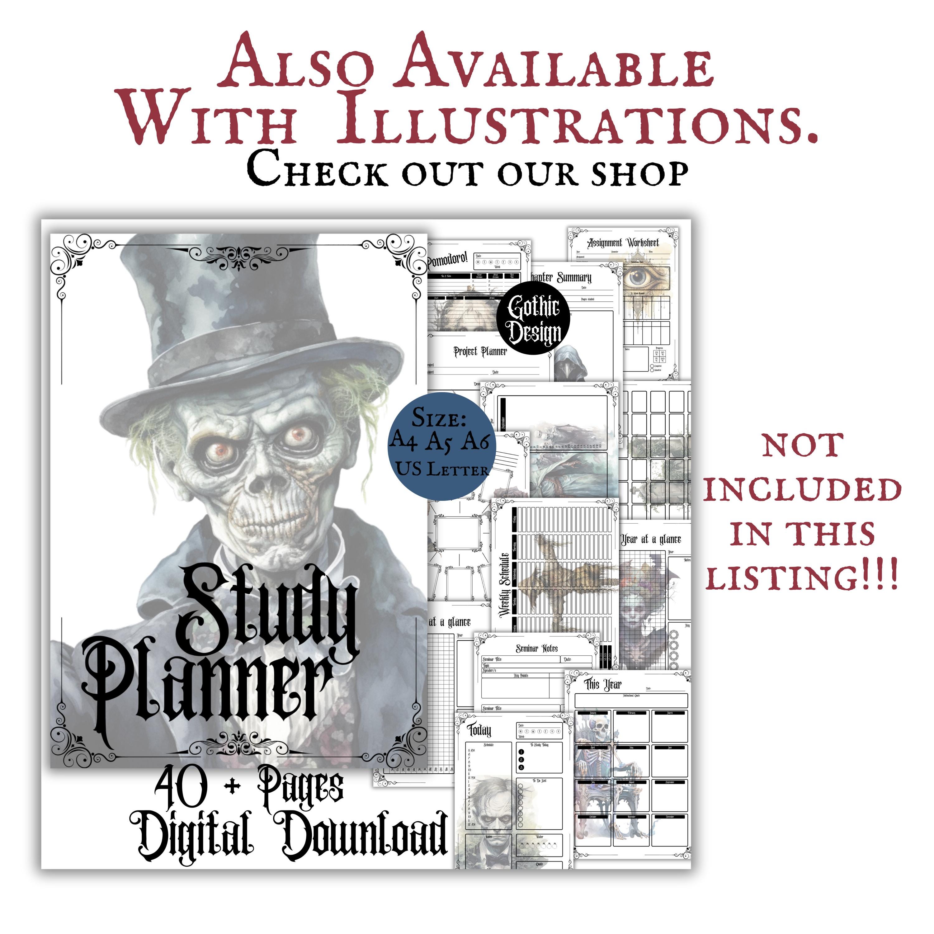 Gothic Student Planner Pages Academic Planner Digital Download Study ...