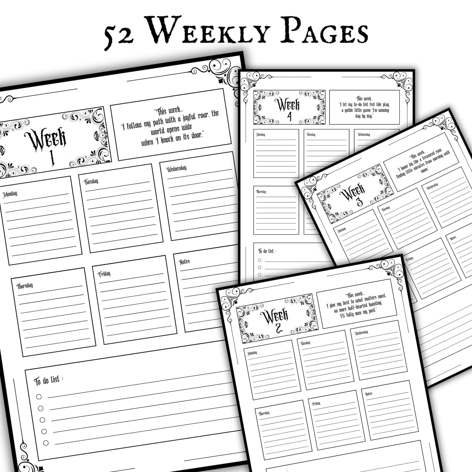 Gothic 365 Days Planner Bundle Printable Downloadable Planner Pages ...