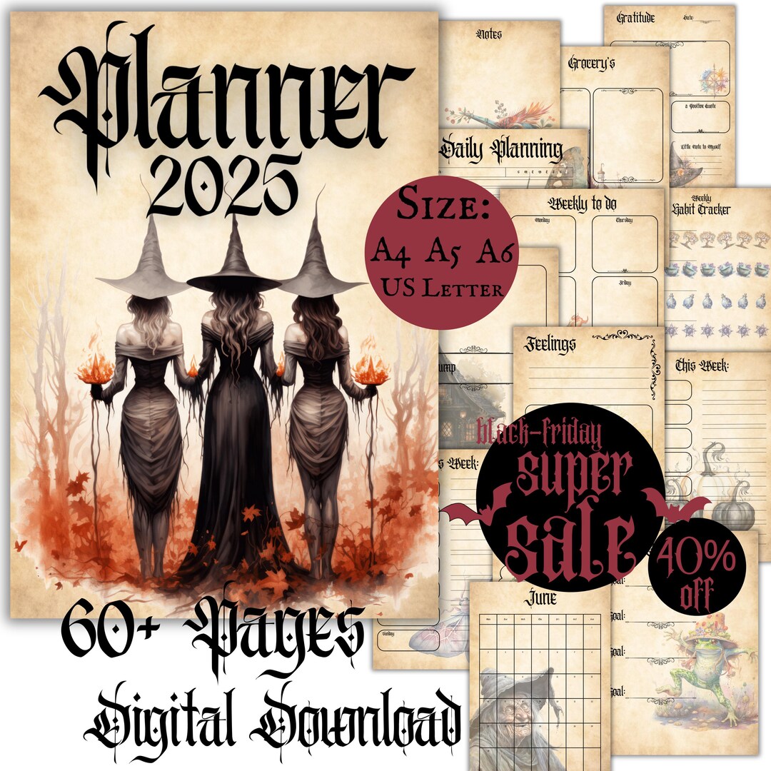 Witchy Planner 2025, Pagan Calendar 2025 Digital Download Pages ...