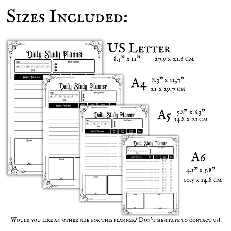 Gothic Student Planner Pages Academic Planner Digital Download Study ...