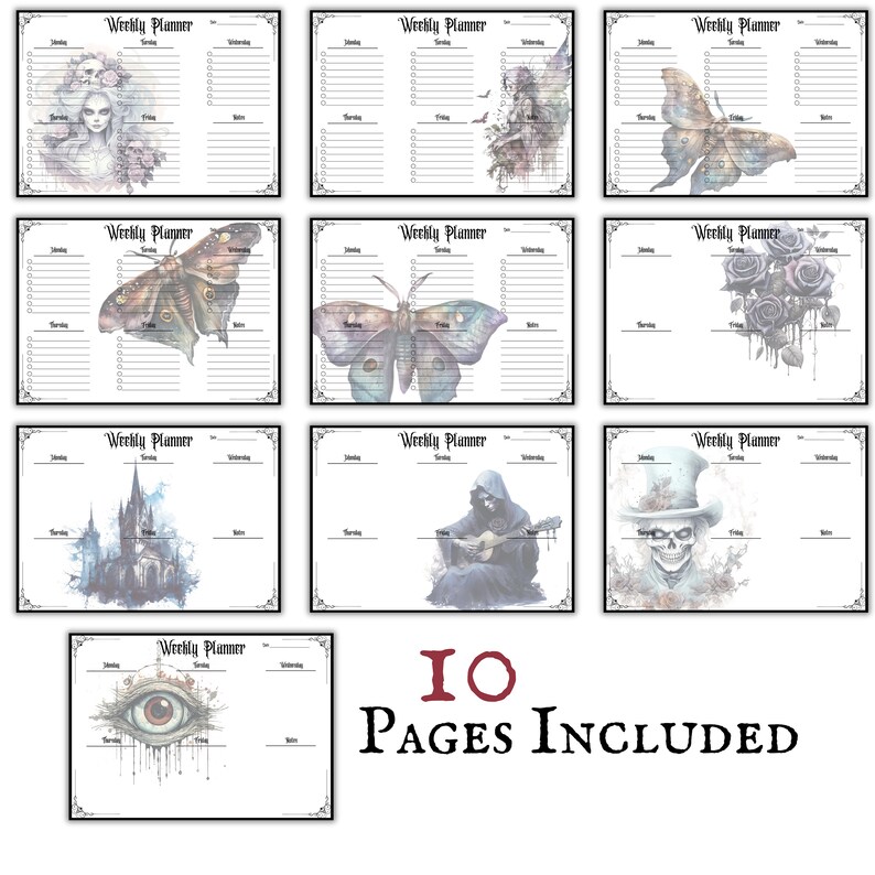 Gothic Weekly Planner Pages Pagan Design Printable PDF Download Planner ...
