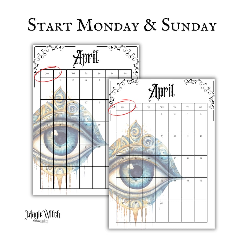 Witchy Goth 2025 Calendar Digital Download Pages Pagan 2025 Monthly ...