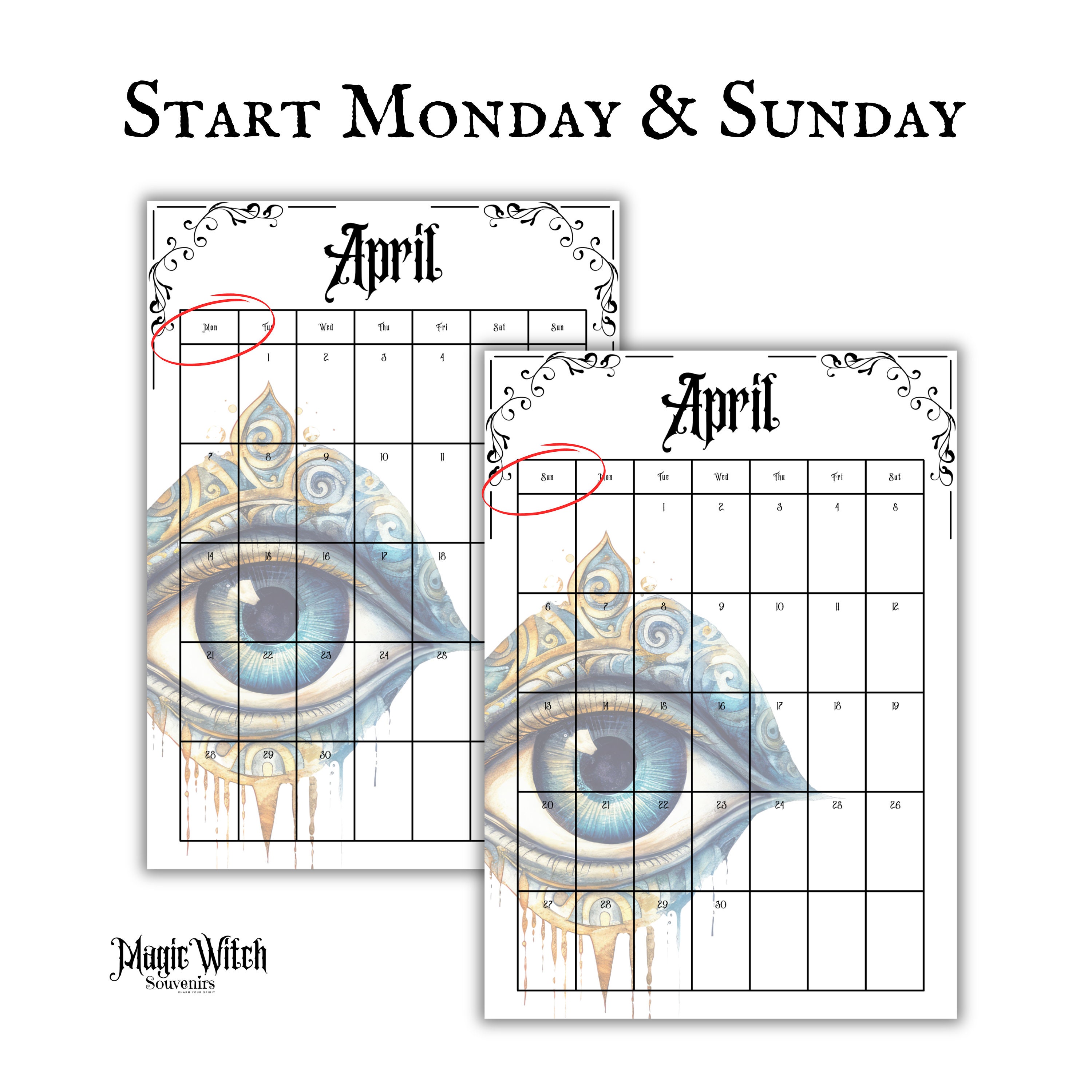 Witchy Goth 2025 Calendar Digital Download Pages Pagan 2025 Monthly ...