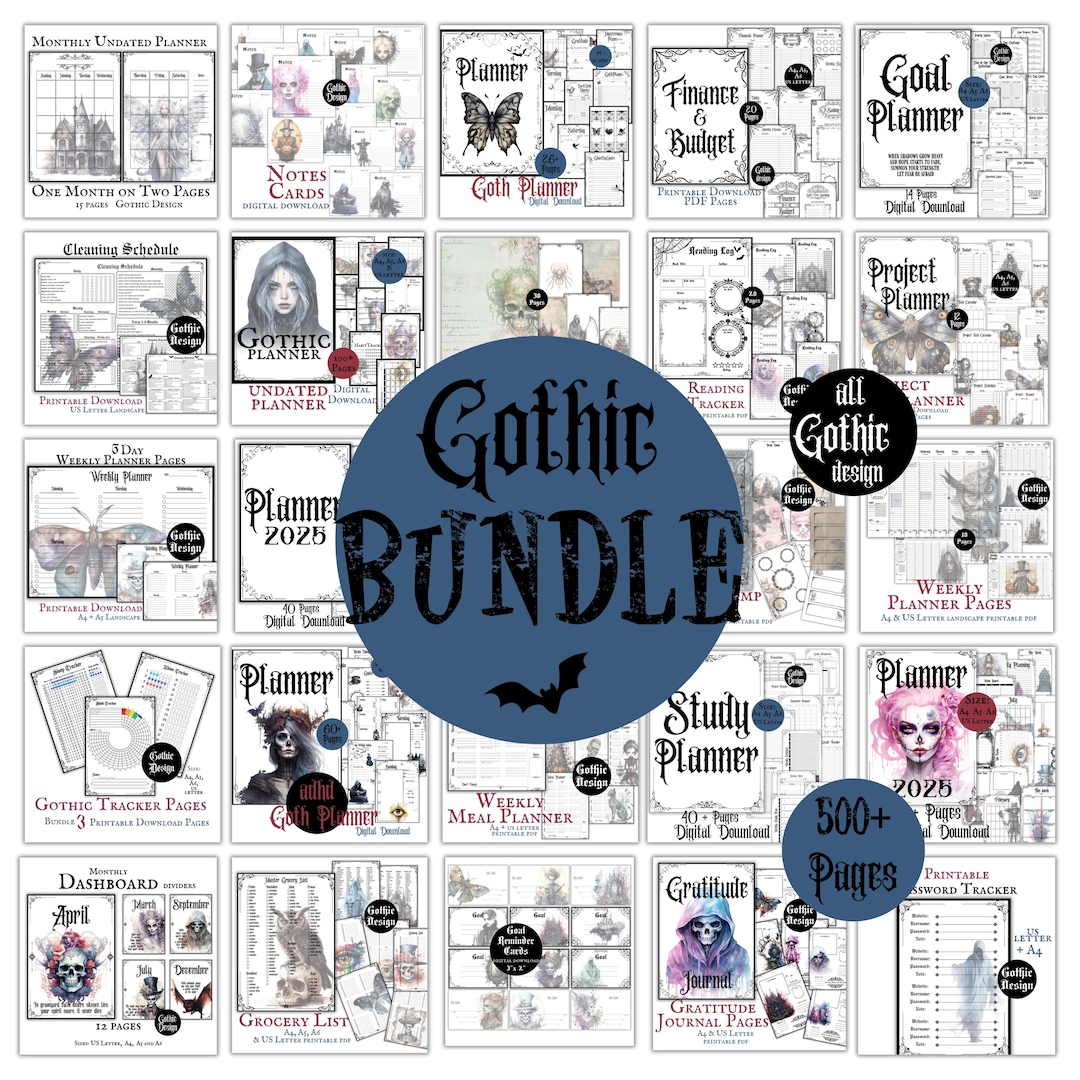 Gothic Planner Mega Bundle Digital Download Printable Pdf Pages Gothic ...