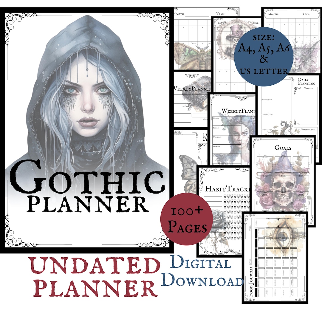 Gothic Planner Undated Printable Pdf Pages Witchy Planner Goth Dark ...