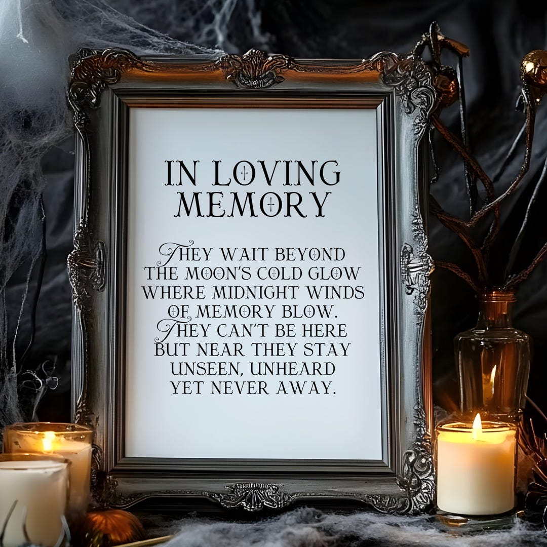 Memorial Table Sign Gothic Design in Loving Memory Printable Download ...