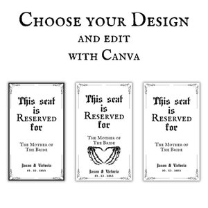 Seating Name Cards Template Moody Wedding Gothic Design Reserved Seat ...