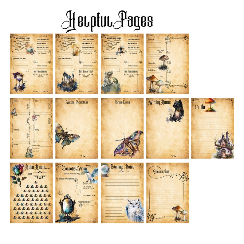 Witchy Daily Planner Pages, Celestial Adhd Printable A4 Pages, Pagan ...