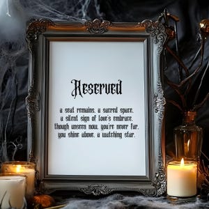 Memorial Table Sign Gothic Design in Loving Memory Printable Download ...