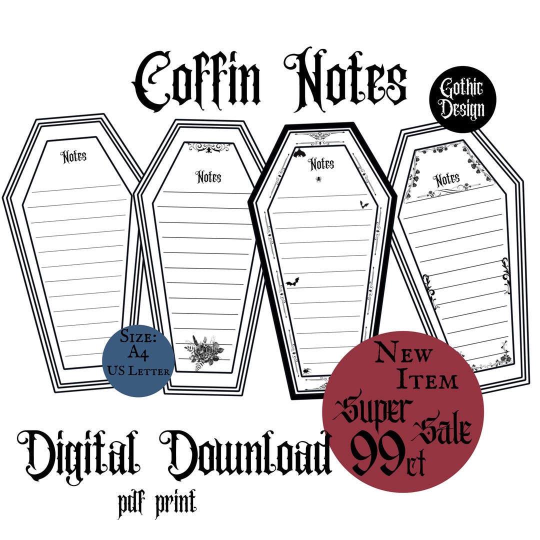 Gothic Coffin to Do Lists Printable Digital Download Gothic Planner ...