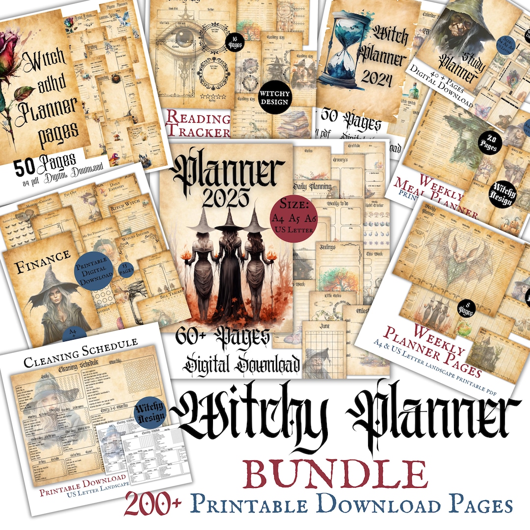 Witchy Planner Bundle Pagan Calendar Digital Download Grimoire Pages ...