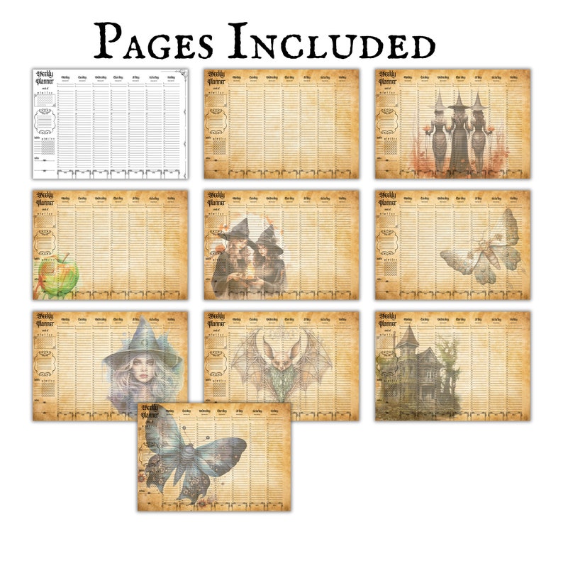 Witchy Weekly Planner Pages Printable Download One Week Organizer Witch ...