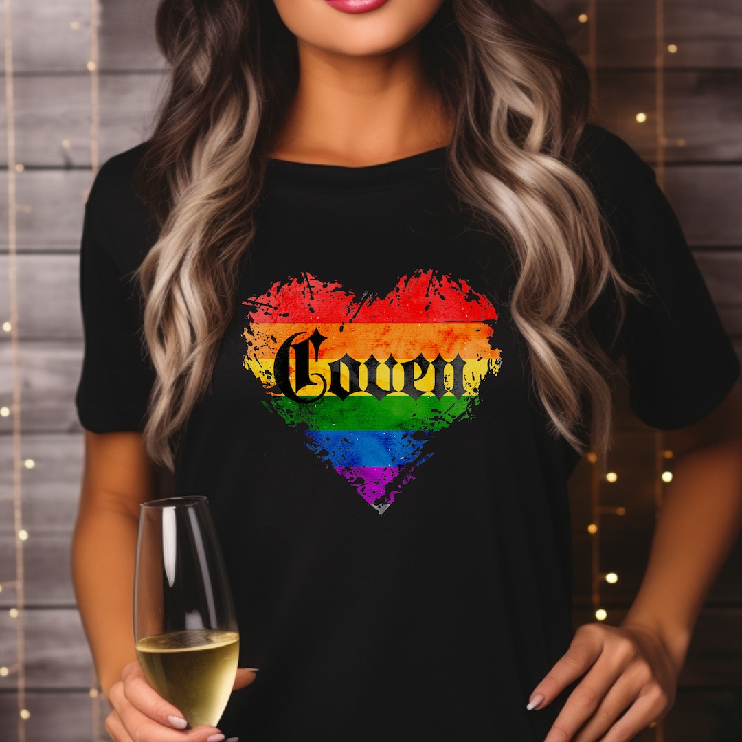 Coven Pride Shirt, Heart Retro Lgbtq T Shirt, Witch Pride Tee, Coven T ...