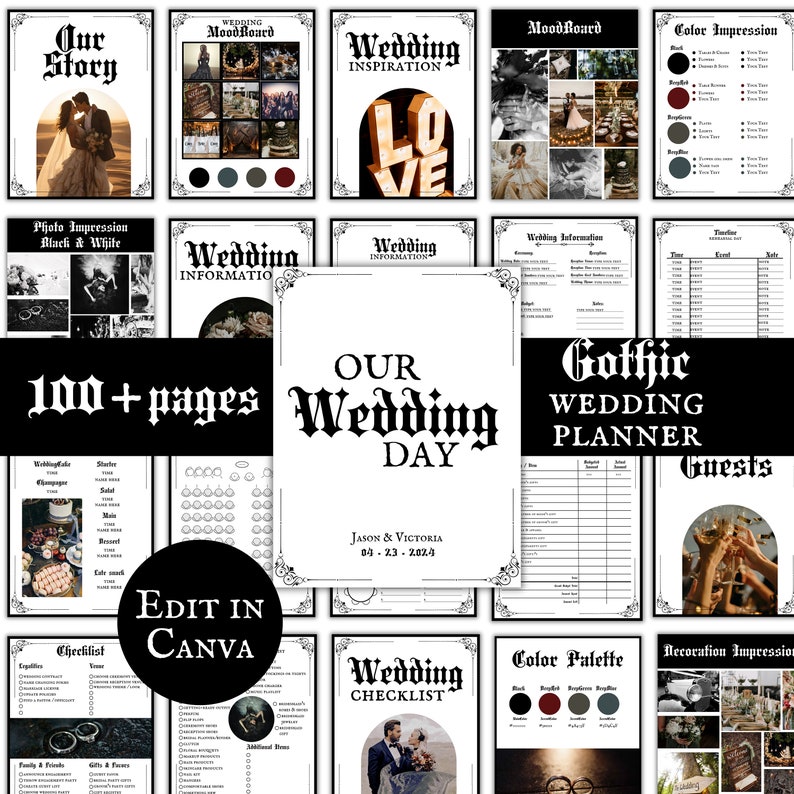 Gothic Wedding Planner Template Gothic Design Ultimate Wedding Binder ...