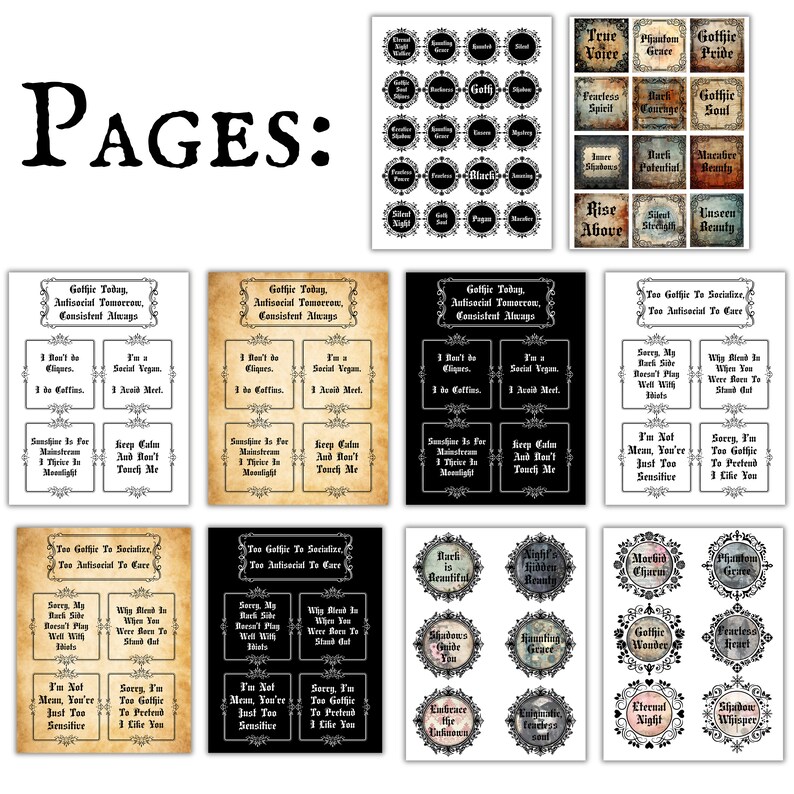 Gothic Quotes Printable Download Words Dark Academia Prints Digital ...