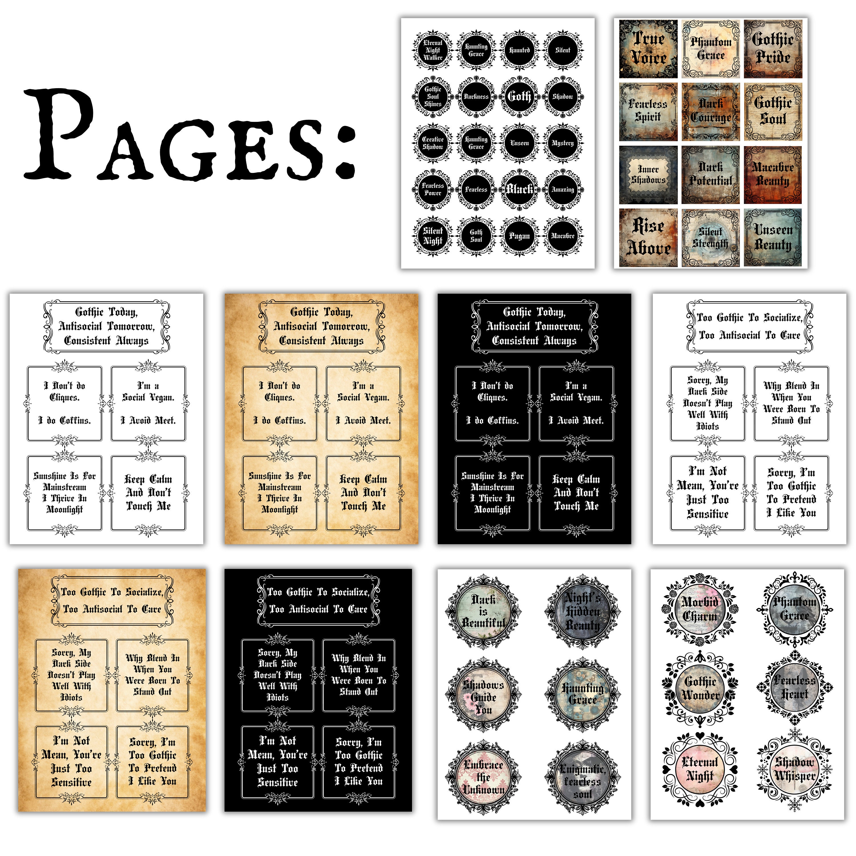 Gothic Quotes Printable Download Words Dark Academia Prints Digital ...