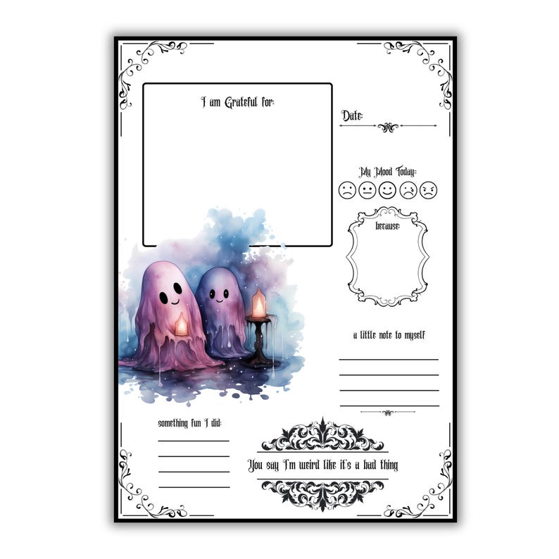 Gothic Gratitude Journal Pages Printable Download Gothic Daily Planner ...