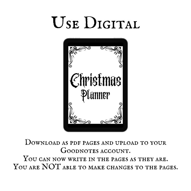Gothic Christmas Planner Minimalistic Digital Printable Download ...