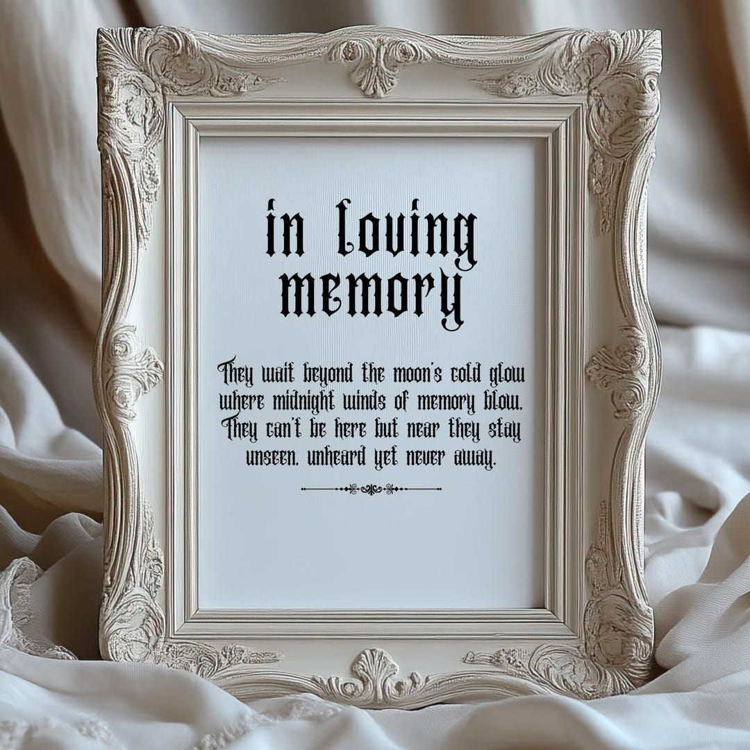 Memorial Table Sign Gothic Design in Loving Memory Printable Download ...