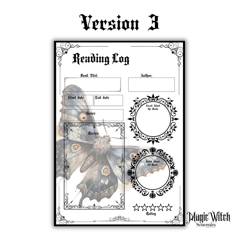 Gothic Reading Tracker Printable Reading Log Witchy Goth Book Tracking ...