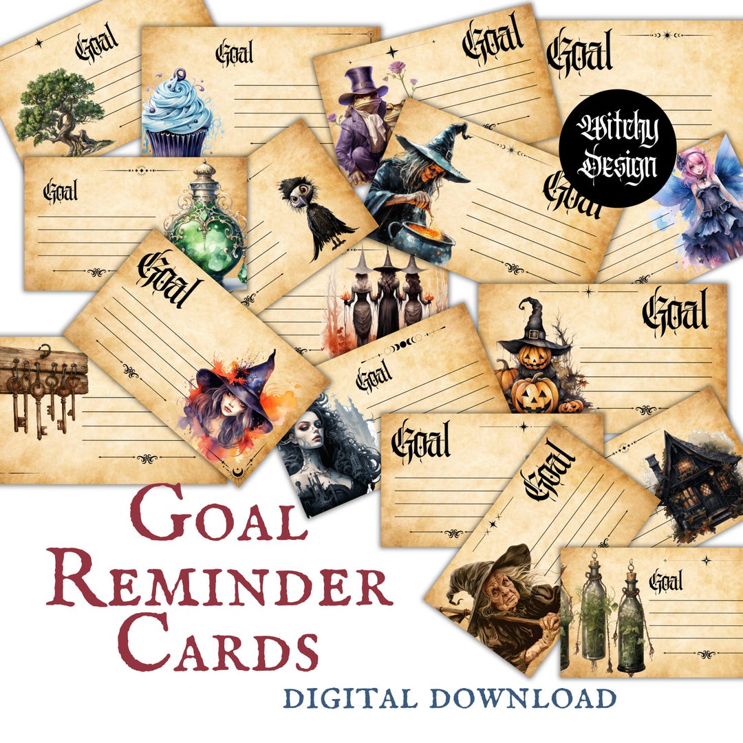 Witchy Goal Reminder Cards Printable Download Witch Planner Goal ...