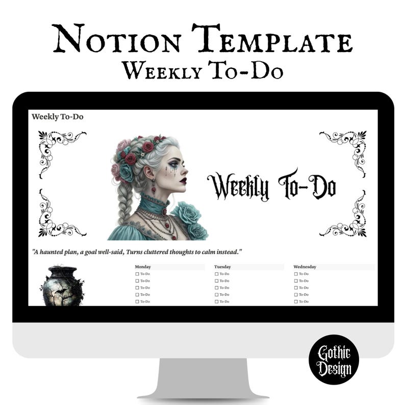 Gothic Aesthetic Notion To-do List Template Task Tracker Notion Planner ...