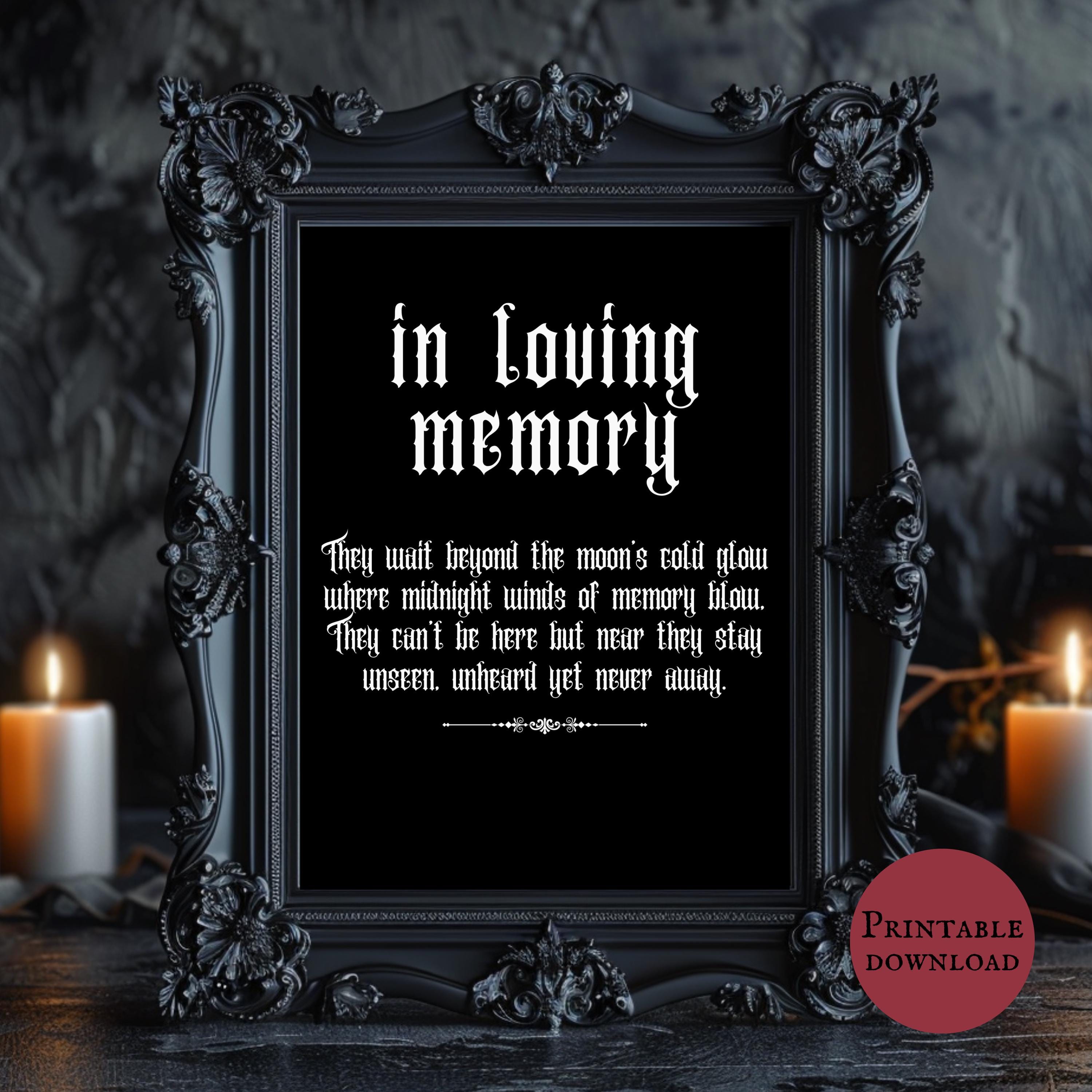 Memorial Table Sign Gothic Design in Loving Memory Printable Download ...