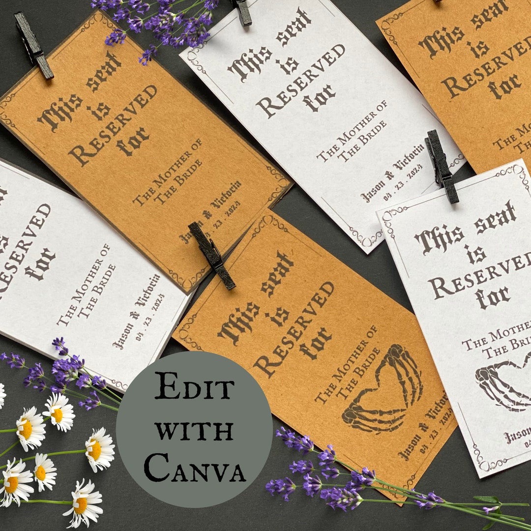 Gothic Wedding Seating Name Cards Template Moody Wedding Design ...