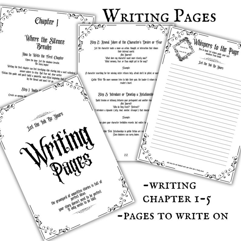 Gothic Writing Planner Printable Download Writing Aesthetic Book ...