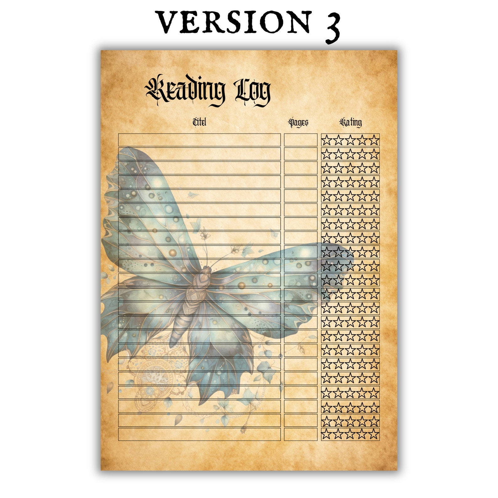Witchy Reading Tracker Printable Reading Log Witchy Goth Book Tracking ...