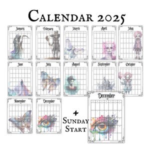 Gothic Planner 2025 Printable Download Pages Pagan Calendar 2025 Goth ...