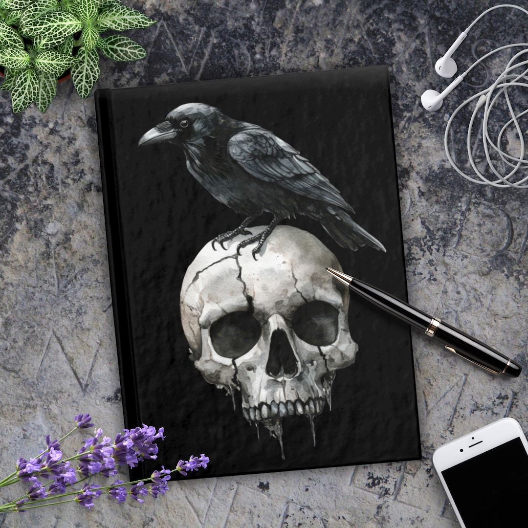 Gothic Journal Crow Core Notebook Black Hardcover Goth Diary Aesthetic ...