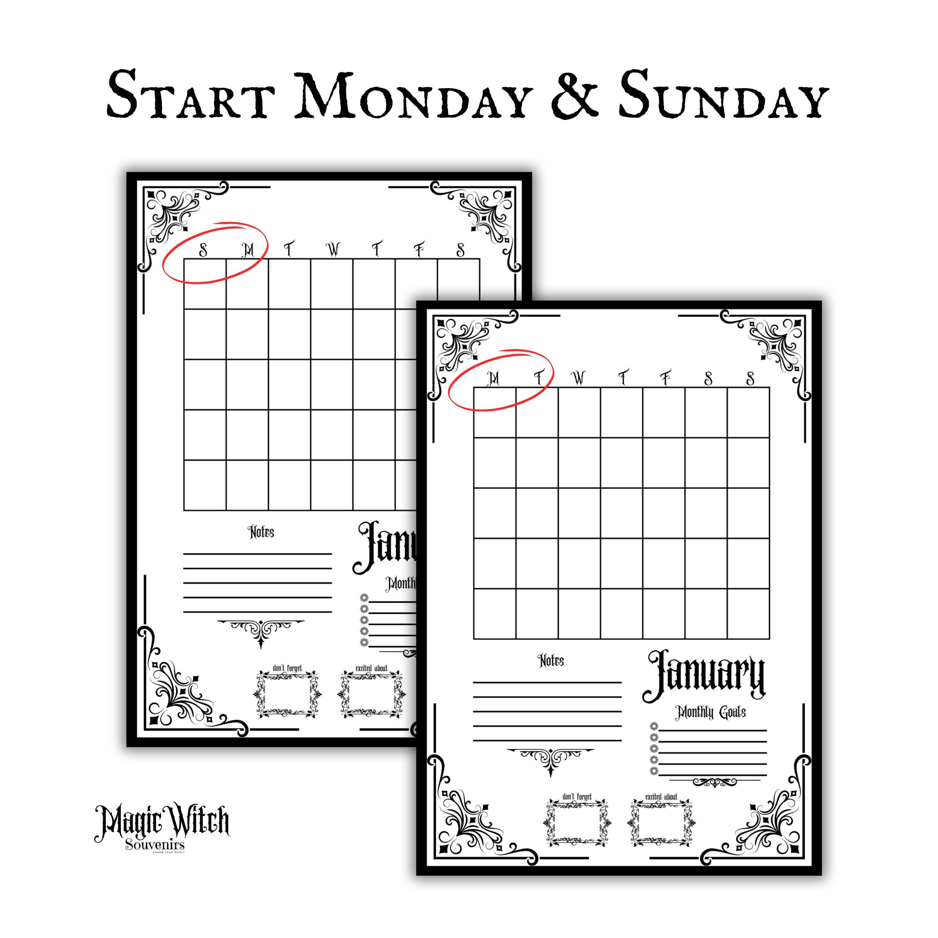 Gothic January Planner Journal Pages Printable Download Monthly Planner ...