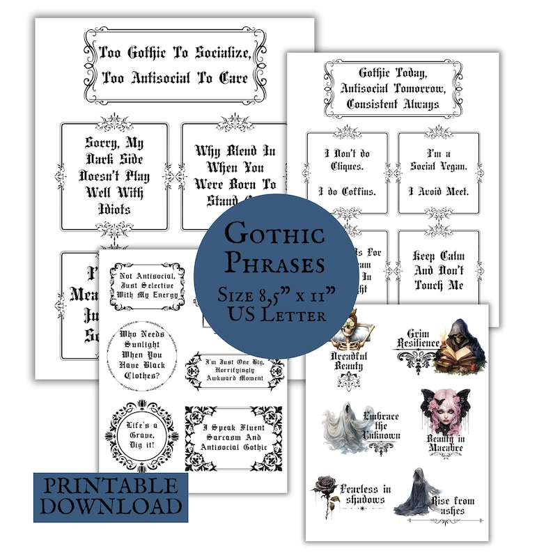 Gothic Quotes Printable Download Words Dark Academia Prints Digital ...