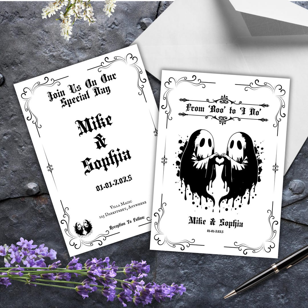 Gothic Wedding Invitation Ghosts Design Editable Printable Download ...