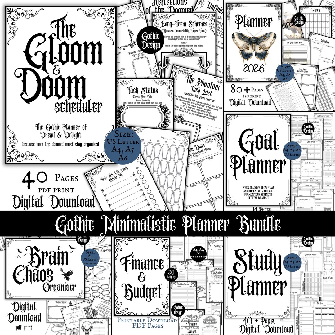 Gothic Planner Bundle Digital Download Printable Pdf Pages Gothic ...
