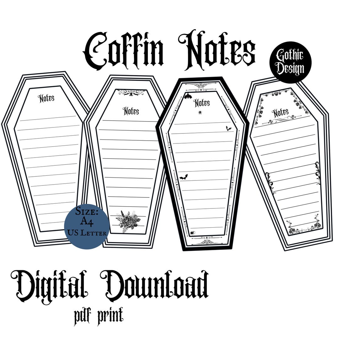 Gothic Coffin to Do Lists Printable Digital Download Gothic Planner ...