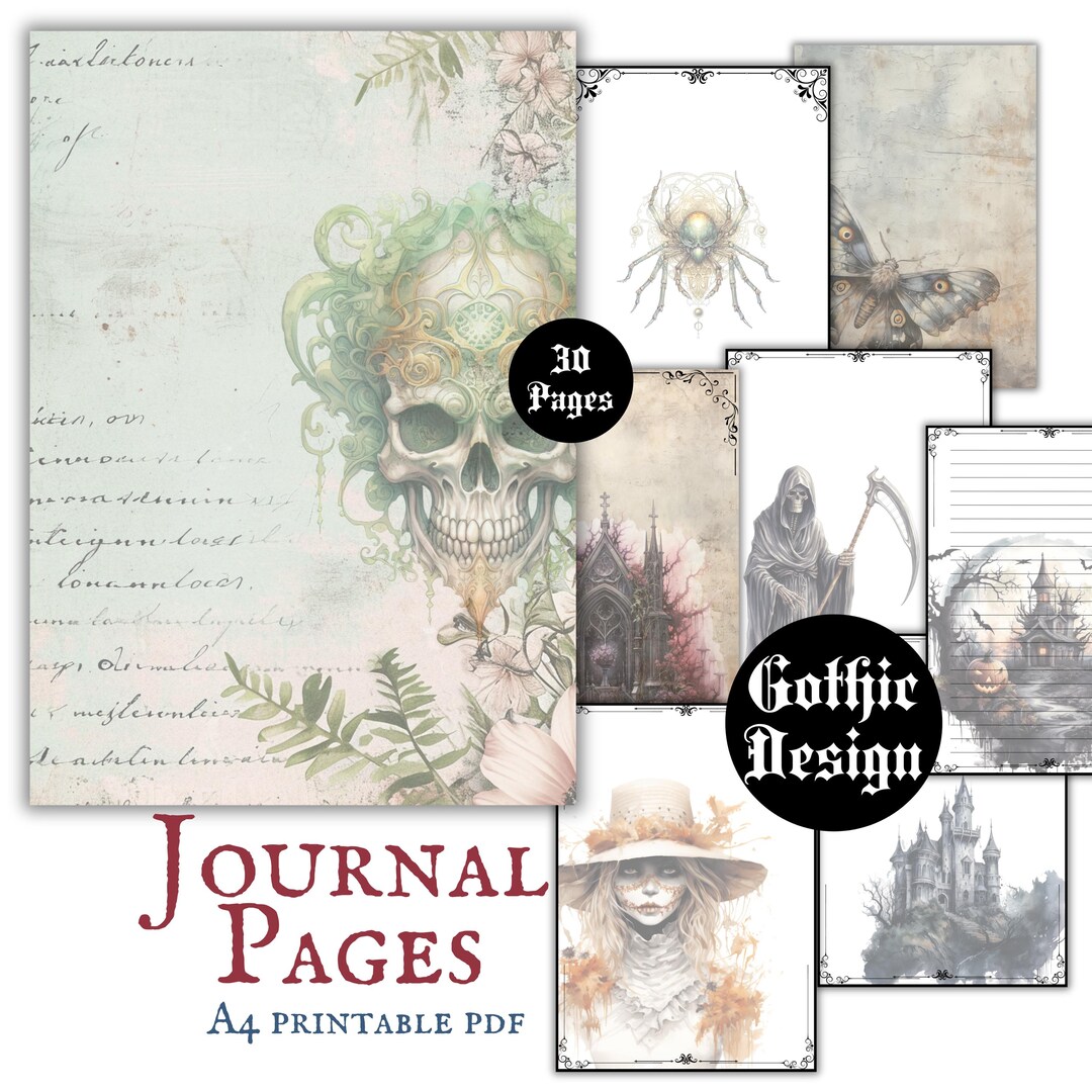 Gothic Journal Pages Pdf Download Printable Stationary Witchy Goth ...