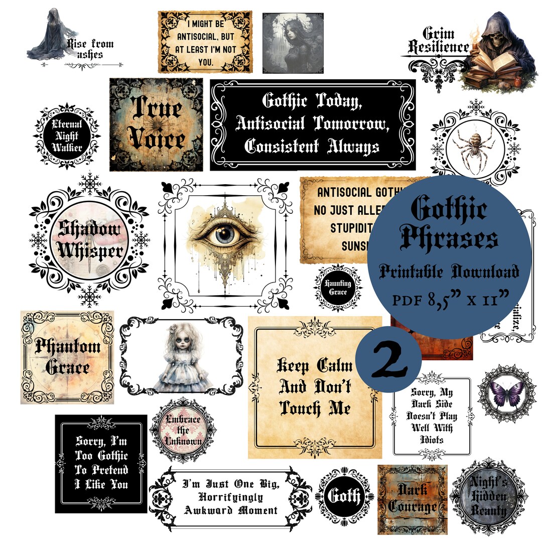 Gothic Quotes Printable Download Words Dark Academia Prints Digital ...